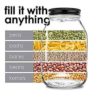 Kitchentoolz Mason Jar Lids, Regular Mouth, for Standard Mouth Mason Jars, Airtight Silicone Seal, Made in USA, Set of 4, Black