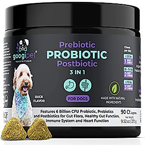 Googipet Probiotics for Dogs - Dog Probiotics and Digestive Enzymes - Natural Dog Probiotic Chews W/Prebiotics & Pumpkin, Helps Dog Diarrhea, Constipation, Digestion, Allergies & Immunity