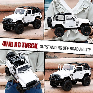 GoolRC F2 RC Car, 1/14 Scale 2.4GHz Remote Control Car, 4WD 30km/h High Speed Racing Car, All Terrains Off Road RC Monster Vehicle Truck Crawler with LED Light for Kids and Adults (White Convertible)