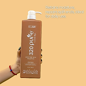 320Pure Moisture Rich Shampoo, Professional Salon, Nourishes and Repairs All types of Hair, Keratin-Omega, Argan Oil, (32oz)