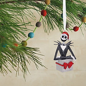 Hallmark Disney Tim Burton's The Nightmare Before Christmas Jack Skellington in Present Christmas Ornament