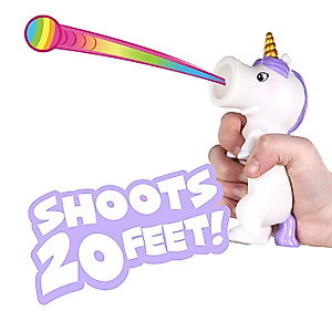 Hog Wild Unicorn Popper Toy and Sticky Target Set - Shoot Foam Balls Up to 20 Feet - 4 Rainbow Balls Included - Age 4+