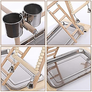 Bird Playground Birdcage Playstand Parrot Play Gym Parakeet Cage Decor Budgie Perch Stand with Feeder Seed Cups Ladder Hanging Swing Chew Toys Parakeets Conures Macaw Cockatiel Finch