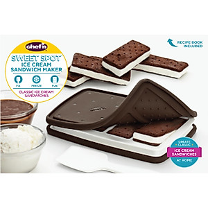 Chef'n Sweet Spot Ice Cream Sandwich Maker - Set of 2, Brown | Craft Homemade Ice Cream Sandwiches with Ease | Gift for Family Fun and Parties