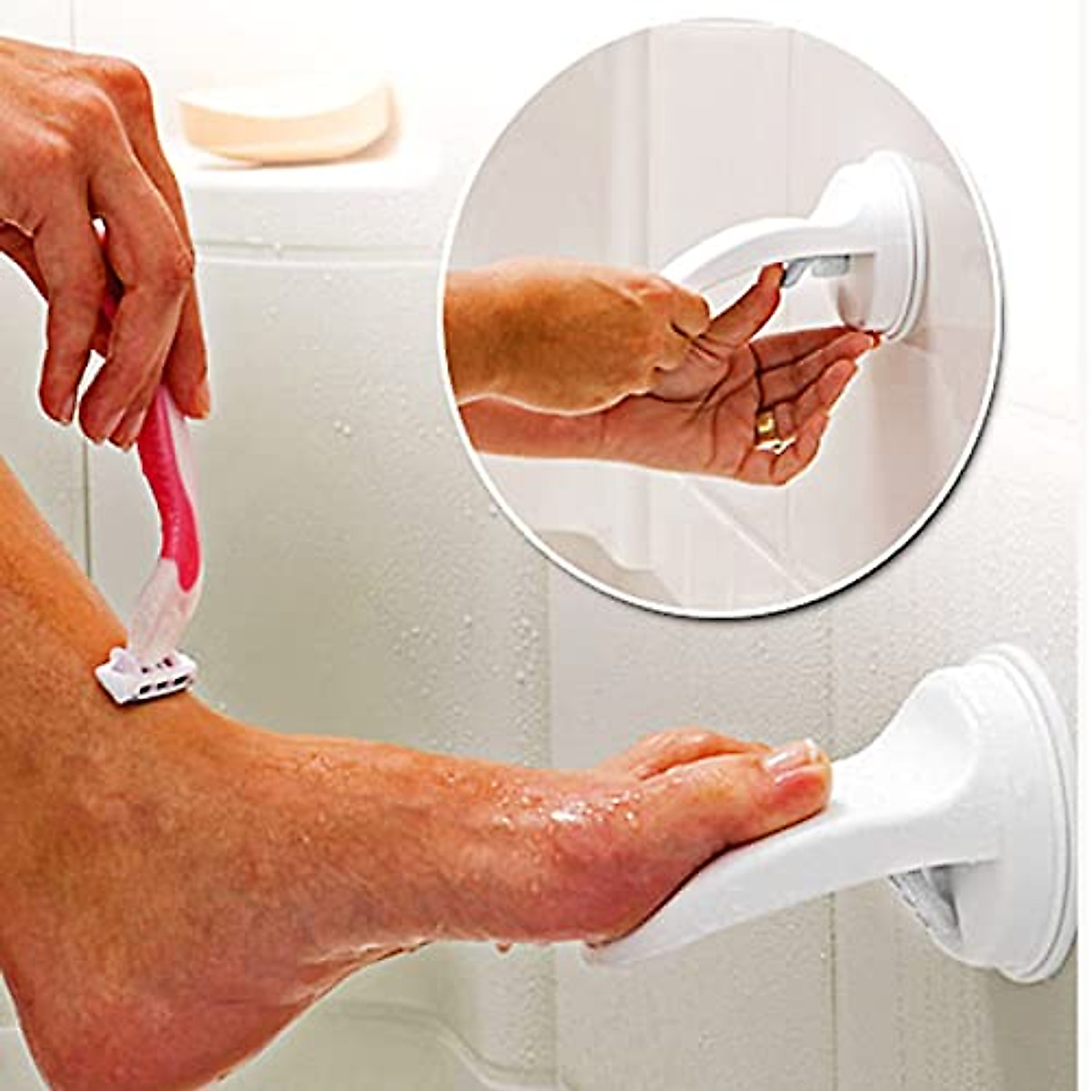 Shower Foot Rest, with Suction Cup Strong Adhesion No Drilling Anti Slip Shower Foot Stool for Women and Back Pain Sufferers