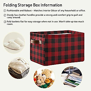 AUUXVA Storage Bins Basket Classic Buffalo Plaid, Collapsible Storage Cube Check Lattice Rectangle Storage Box with Handles for Shelf Closet Nursery Bedroom Home Office 2 Pack