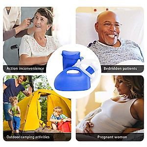 Portable Urinal for Women & Men, OOCOME Urinal Bottle Spill Proof Bedside Urinals 2000ml Travel Camping Urinal Toilet Pee Bottle with Long Hose (Blue)