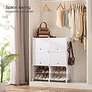 DINMO Shoe Rack, 6 Tier Shoe Storage Cabinet, 24 Pair Plastic Shoe Organizer for Closet Hallway Bedroom Entryway, White