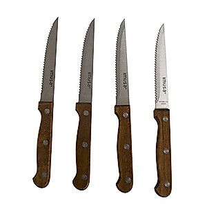 Imusa USA IMU-71014 4Piece Serrated Steak Knives with Wood Handle