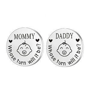 XINYANS Parents Decision Coin Baby Gifts - 2 Pcs New Dad Mom Gifts Mom Dad Funny Decision Coin Pregnancy Gifts for Mom Dad