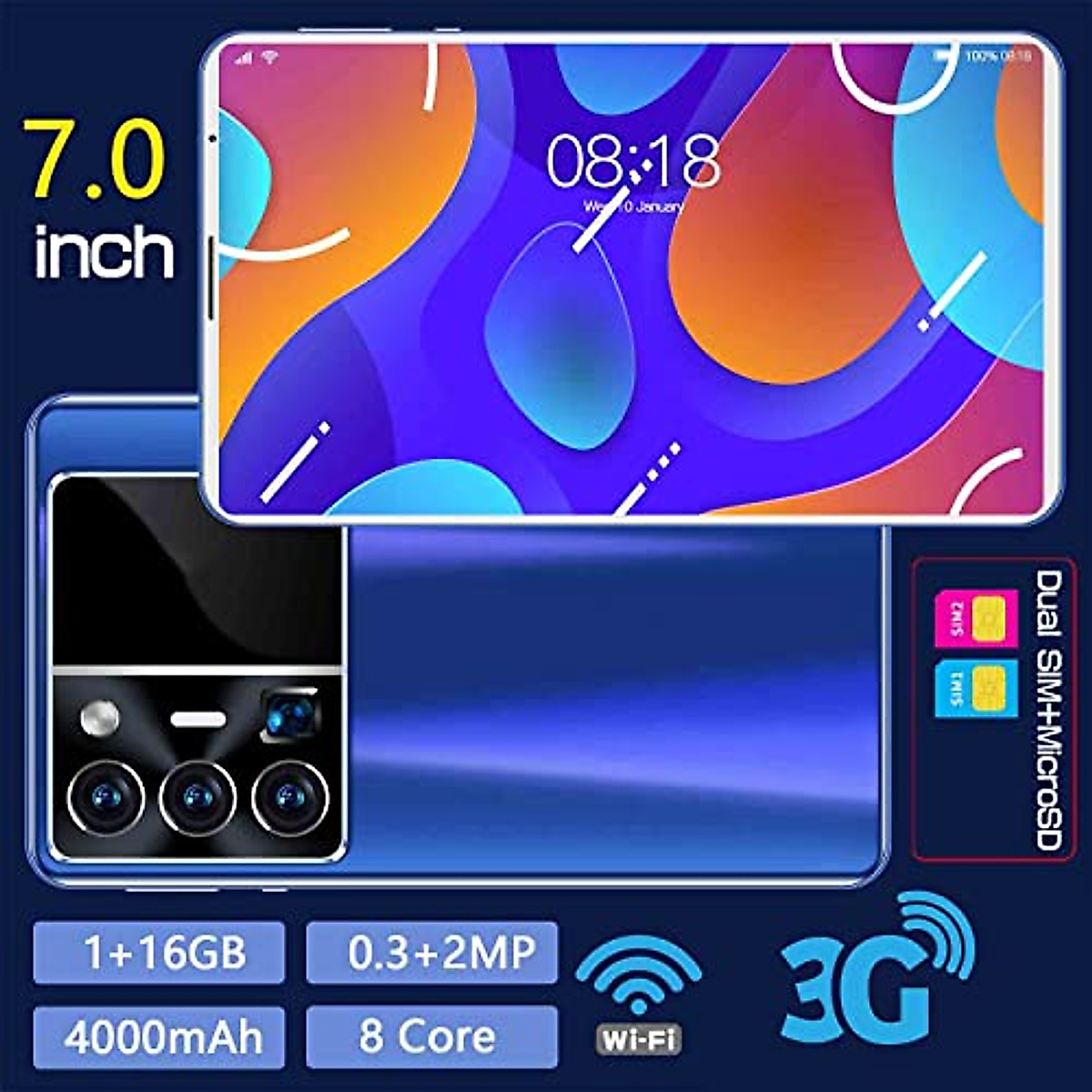 Uklsqma Tablet Laptop, HD Tablet WiFi Bluetooth Voice Call Game for Android Tablet, 7inch IPS Display Screen,WiFi,1GB RAM+16GB ROM,4000mah,Android 6.0 System