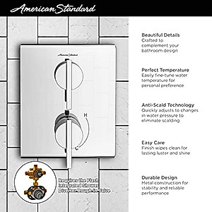 American Standard TU184740.002 Time Square 2-Handle Integrated Shower Diverter Trim Only, Chrome