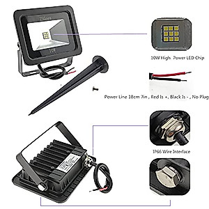 ZSGoes 6 Pack Warm White 10W LED Flood Light Outdoor Waterproof IP65, Wall Security Landscape Lamp, Home, Square, Yard, Garage, Street, Pathway, Spike Stand, Low Voltage 12V 24V 36V 48V 60V DC AC