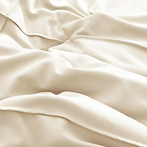 LifeTB Tufted Boho Comforter Set King Size Cream White Diamond Pattern Comforter Set Shabby Chic Bedding Jacquard Comforter Set Geometric Farmhouse Ivory Comforter with 2 Pillowcases All Season