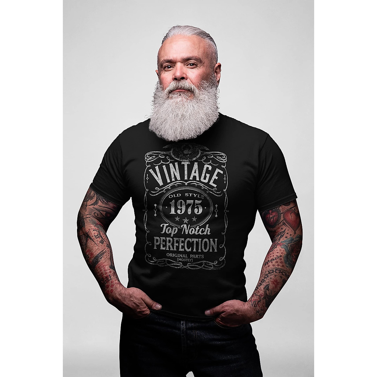 50th Birthday Gift Shirt for Men - Vintage 1975 Top Notch Perfection - Black-Md