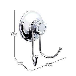 COELO Heavy Duty Vacuum Suction Cup Double Hook Hanger Stainless Steel