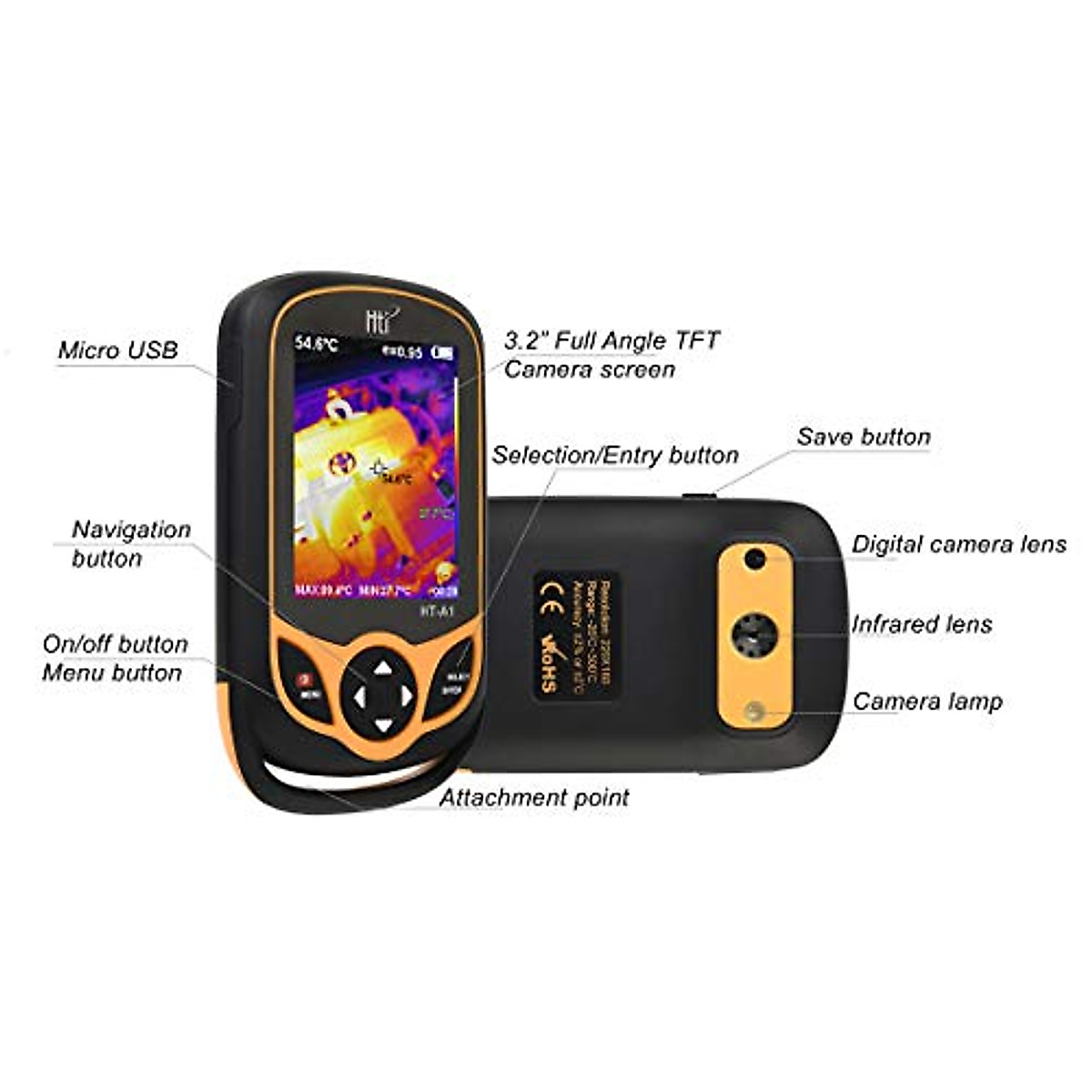 220 x 160 Thermal Imaging Camera, Pocket-Sized Infrared Camera with Real-Time Thermal Image, Mini IR Thermal Imager, Hti-Xintai HT-A1