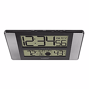 La Crosse Technology 513-1417AL-INT Atomic Clock w Outdoor Temp, Grey/Black