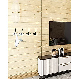 ABINLIN Wall Hooks for Hanging 2 Pcs, Heavy Duty Coat Hooks Wall Mounted, Three Hook for Hat, Robe, Backpack, Key, Towel, Bags (Black)