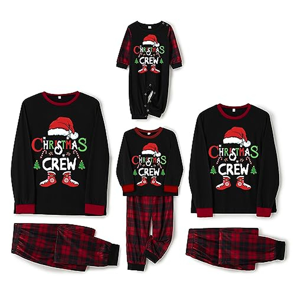 WephuPSho Christmas Pajamas for Family Matching Pjs Santa Claus Sleepwear Xmas Pajamas for Baby Kids Pet Adults(#K-19, Mom, XL)