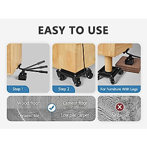 【Upgrade Large】KEDSUM Furniture Dolly with Baffle, 2000LBS Furniture Movers with 4 Wheels, Thickened Steel Panel Heavy Duty Dolly, Easy Sliders Dolly for Moving Appliances, Refrigerators, Sofa, Piano