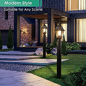 FOLKSMATE Dusk to Dawn Outdoor Post Lights, 2-Pack Waterproof Outside Post Lamps with Pier Mount, Exterior Pole Lantern with Clear Glass, Matte Black Post Light Fixture for Patio, Garden, Walkway