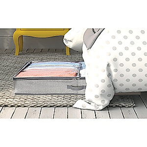 InterDesign 05343EU Aldo Fabric Under Bed Dual Compartment Shoe Organizer Box for Bedroom Storage 36" x 21" x 5" Gray