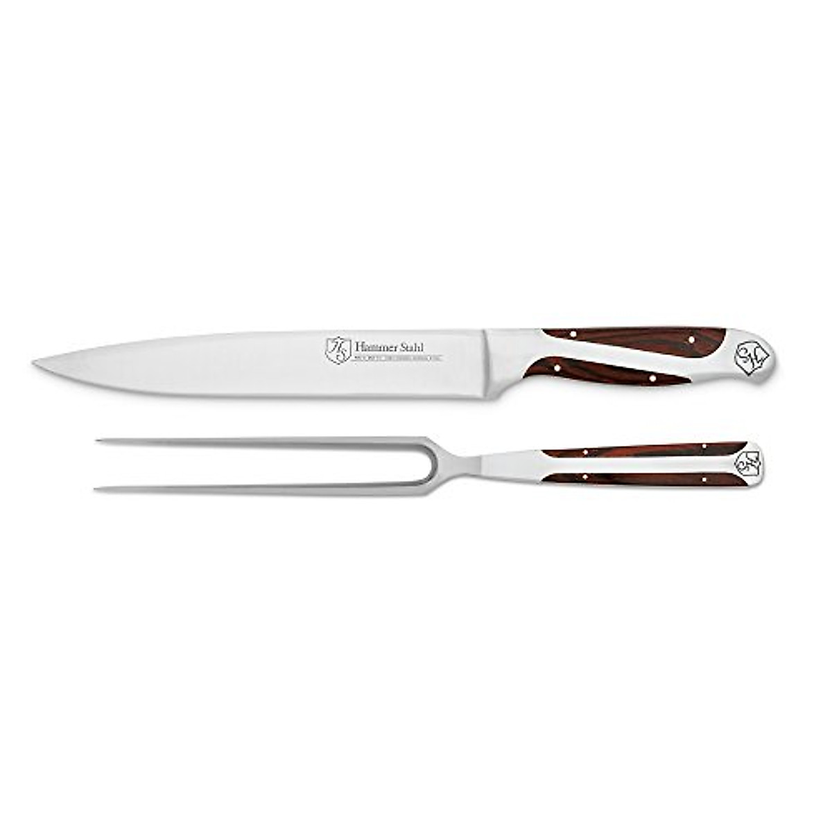 Hammer Stahl Carving Knife and Fork Set | German Forged High Carbon Stainless Steel Carving Set | Professional Carving Knife for Meat, Turkey & Brisket | Ergonomic Quad-Tang Pakkawood Handle