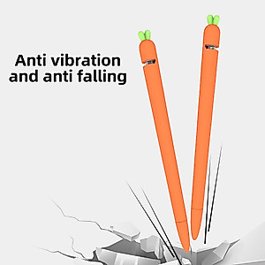 Love Mei Silicone Case for Apple Pencil Silicone Sleeve for 1st Generation Holder Protective Skin Cover case for iPad, Cute Carrot Accessories Soft Grip Pouch with Pencil Tip Cover /1st Orange