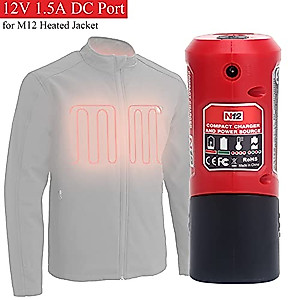 Lasica M12 Battery Charger and Portable Power Source Adapter 48-59-1201, 49-24-2310 Compatible with Milwaukee M12 12V Heated Jacket Battery (M12 USB Charger Adapter-ONLY)