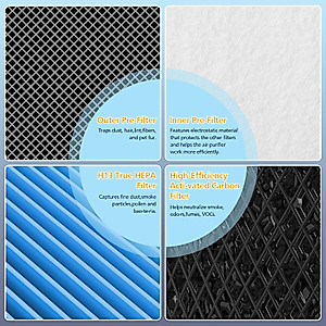 Core 300 Replacement Fi-lter Compatible with LEVOIT Core 300/300S, H13 Ture HEPA Fil-ter, Compare to Part No. Core 300-RF, 2 Pack,White