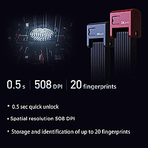 ZiiLock X - Award Winning Smart Folding Bike Lock,Fingerprint  & Bluetooth APP Remote Control, Anti-Theft Alarm,Heavy Duty Bike Lock with Key and Case (Armour Gray)