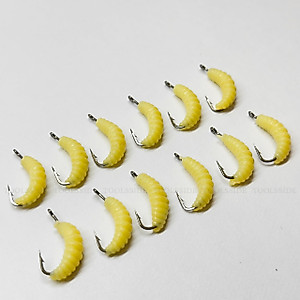TOOLSSIDE 1 Dozen Rubber Maggots Fishing Bait #10 (12 Pcs) Crappie Jigs, Fishing Maggots, Bulk Fishing Grubs for Trout, Crappie, Pan Fish, Bluegill, Fresh Water Fishing Lures Set (Hooks and Worms)