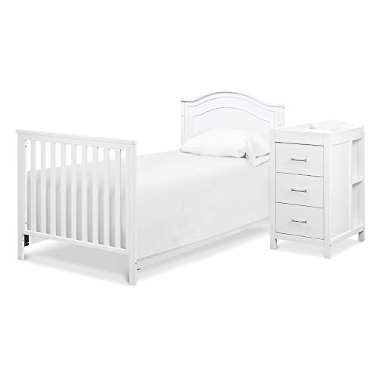 DaVinci Charlie 4-in-1 Convertible Mini Crib and Changer Combo in White, Greenguard Gold Certified