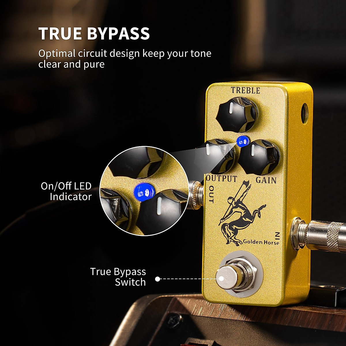 MOSKY Golden Horse Overdrive Effect Pedal Boost Guitar Effect Pedal with True Bypass for Electric Guitar