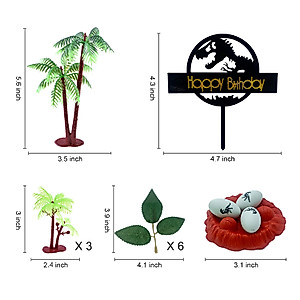 22PCS Dinosaur Cake Topper with Eggs Trees Dinosaur Toppers Birthday Party Cake Decorations Baby Shower Theme Party Decor
