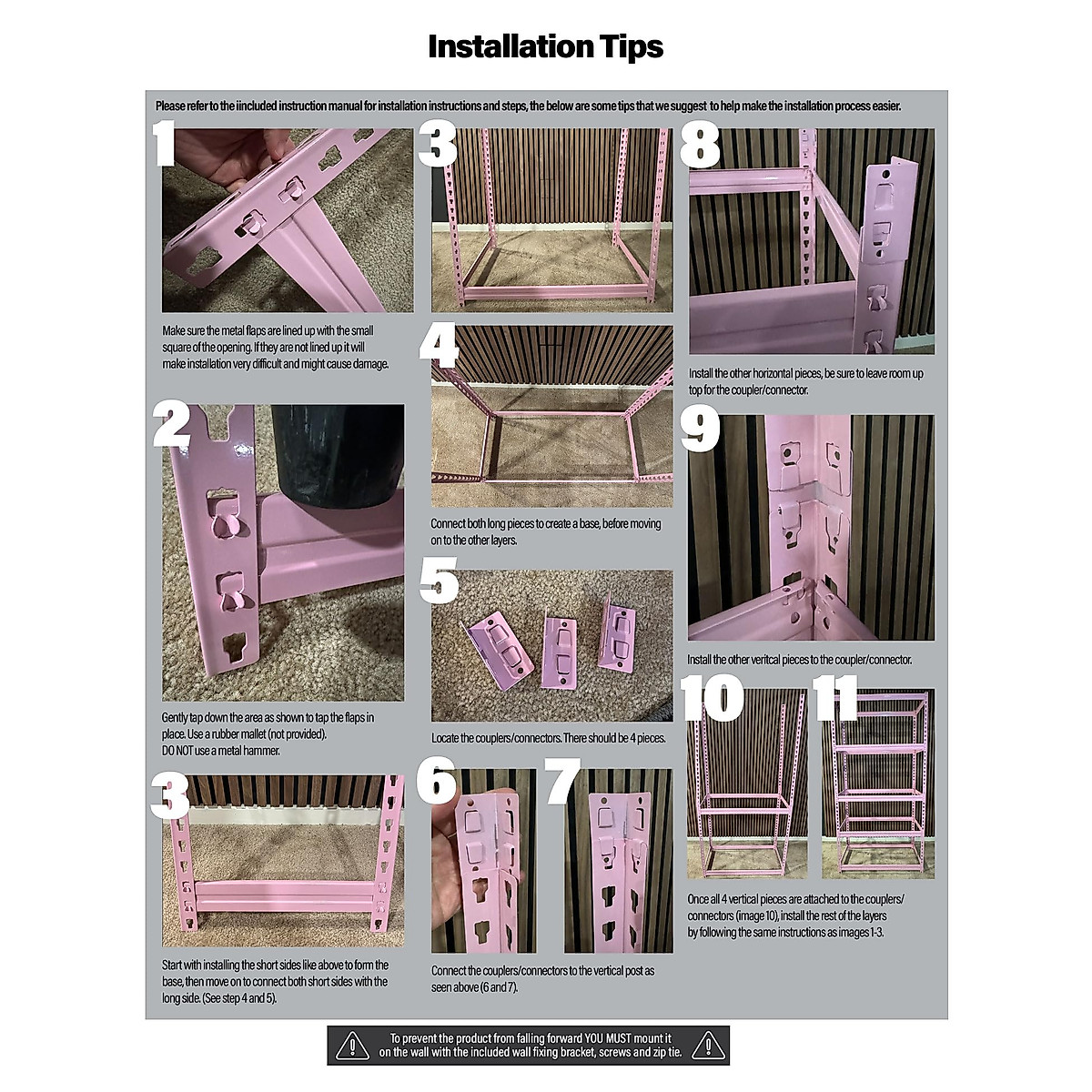 5 Tier Adjustable Steel Powder Coated Rack Storage Shelving with Engineered Wood Shelves. for Indoor Storage in garages, basements, Kitchens, etc. Large Size. 16" D x 35.5" W x 71.2" H (Pink)