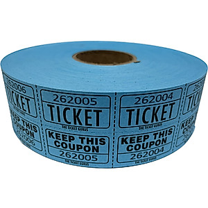The Ticket Gurus Raffle Tickets - (4 Rolls of 2000 Double Tickets) 8,000 Total 50/50 Raffle Tickets (Blue/Yellow/Red/Green)