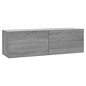 vidaXL Gray Sonoma Wall-Mounted TV Cabinet - Chic Floating Media Unit with 2 Compartments - Easy Clean Engineered Wood - Storage Solution for DVDs, Magazines and More - 39.4"x11.8"x11.8".