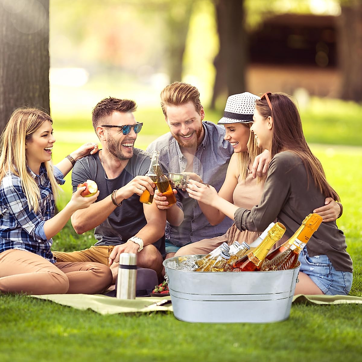 Galvanized Tub 2 Pcs 3 Gallon Metal Beverage Ice Buckets for Parties Drink Wine Beer Champagne Vintage Tin Large Buckets with Scoops for Cocktail Mimosa Bar Supplies