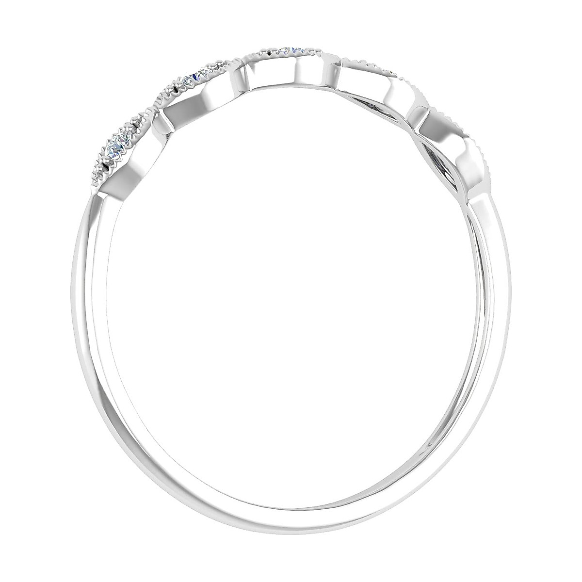 0.06 Carat Diamond Twisted Wedding Band Ring in 10K White Gold (Ring Size 8)