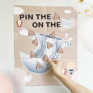 TYHJOY Baby Shower Party Games Favors, Pin The Sticker On The Diaper - Funny Baby Shower Games for Adults Girl Boy 48 Guests