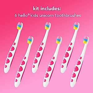 hello Unicorn Baby and Toddler Soft Toothbrush for All Ages, BPA Free, Easy to Grip Handle, 6 Count