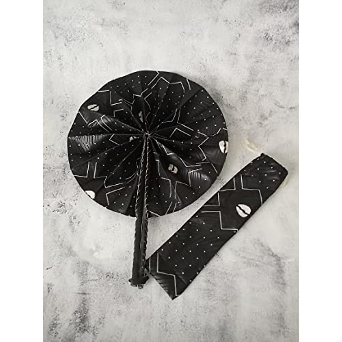 BKOFASHION African Handheld Fan - Handmade Round Folding Design - Unique Handheld Fan with Traditional African Fabric - Handcrafted Elegant African Round Fan - Handheld Fan (Design 9)