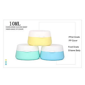 BlueSunshine Silicone Cosmetic Containers Cream Jar with Sealed Lids, 3 Pieces - Food Grade Silicone - BPA Free - Great for Travel, Home and Outdoor (10ml Cream Jars)