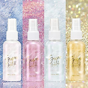 DAGEDA Body Glitter Spray, Pink Glitter Hairspray for Face,Hair and Body, Body Shimmer High Gloss Liquid Highlighter Makeup Moisturizing, Sparkle Glitter Body Glow for Rave Accessories 2.02 Fl.oz