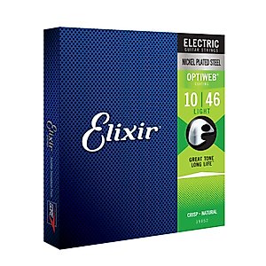 Elixir 19052 Optiweb Electric Guitar Strings Light 10-46 (3 Pack Bundle)