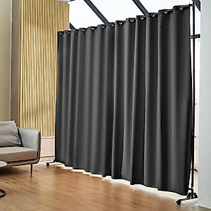 VEVOR Room Divider Curtain, 8 ft x 10 ft Portable Panel Room Divider with Wheels Curtain Divider Stand, Room Divider Privacy Screen for Office, Bedroom, Dining Room, Study, Light Grey