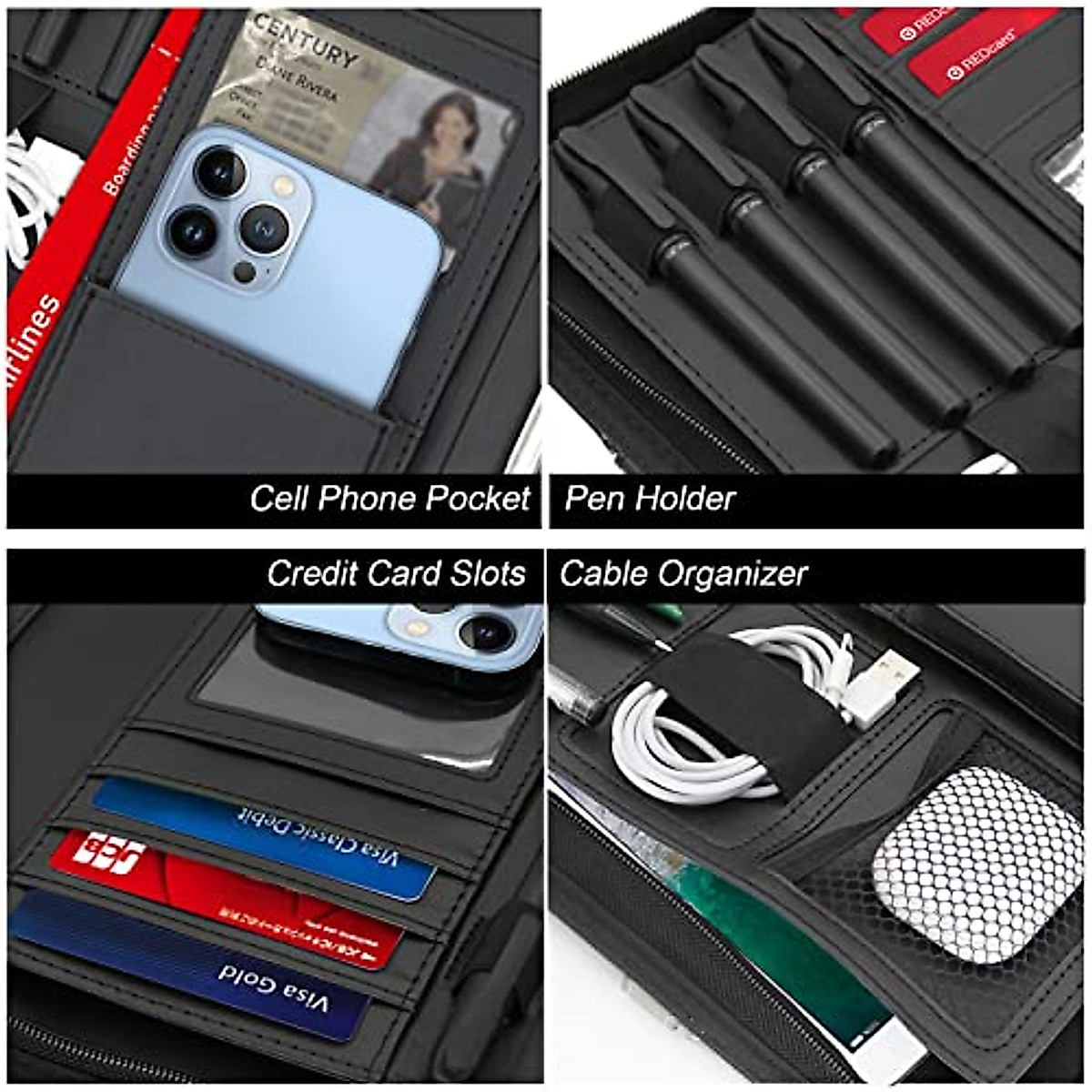 Portfolio Binder Organizer with Handle, 13.4 * 10 * 1.6 Inch Zippered Padfolio, Writing Pad Notepad Legal Size Detachable Business Folder Resume Interview Gift for Men Women (Gray)