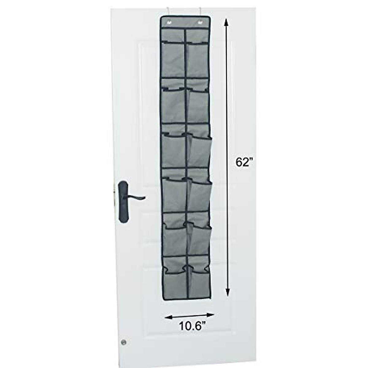 LONGTEAM Thick Oxford Fabric Over the Door Shoe Organizer 12 Pockets Hanging Shoe storage Holder for Bedroom, Bathroom and College Dorm Room (Gray)